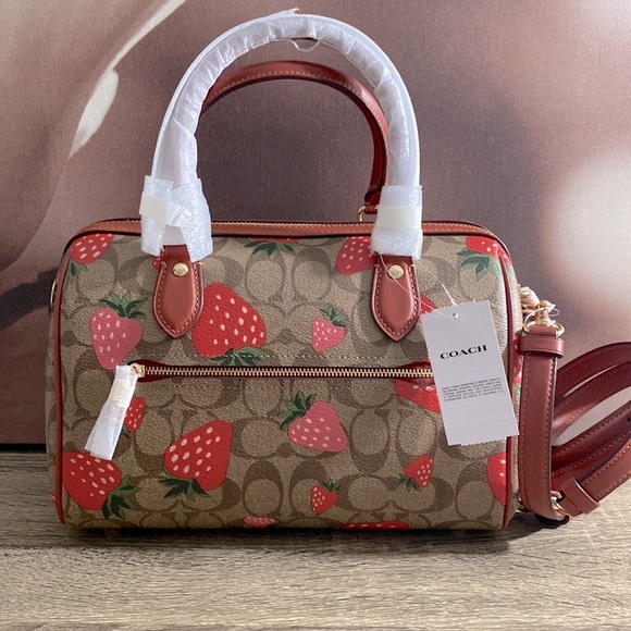 Coach | Bags | Coach Rowan Satchel With Wild Strawberry Nwt | Poshmark